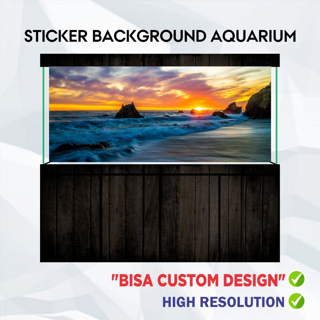 Jual Walpaper Aquarim Pantai/Sticker Walpaper Aquarium/Sticker Baground ...