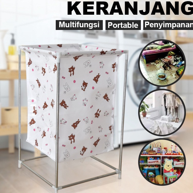 Jual Keranjang Baju Laundry Bag Pakaian Kotor Bahan Kuat Kain Pipa Baja ...