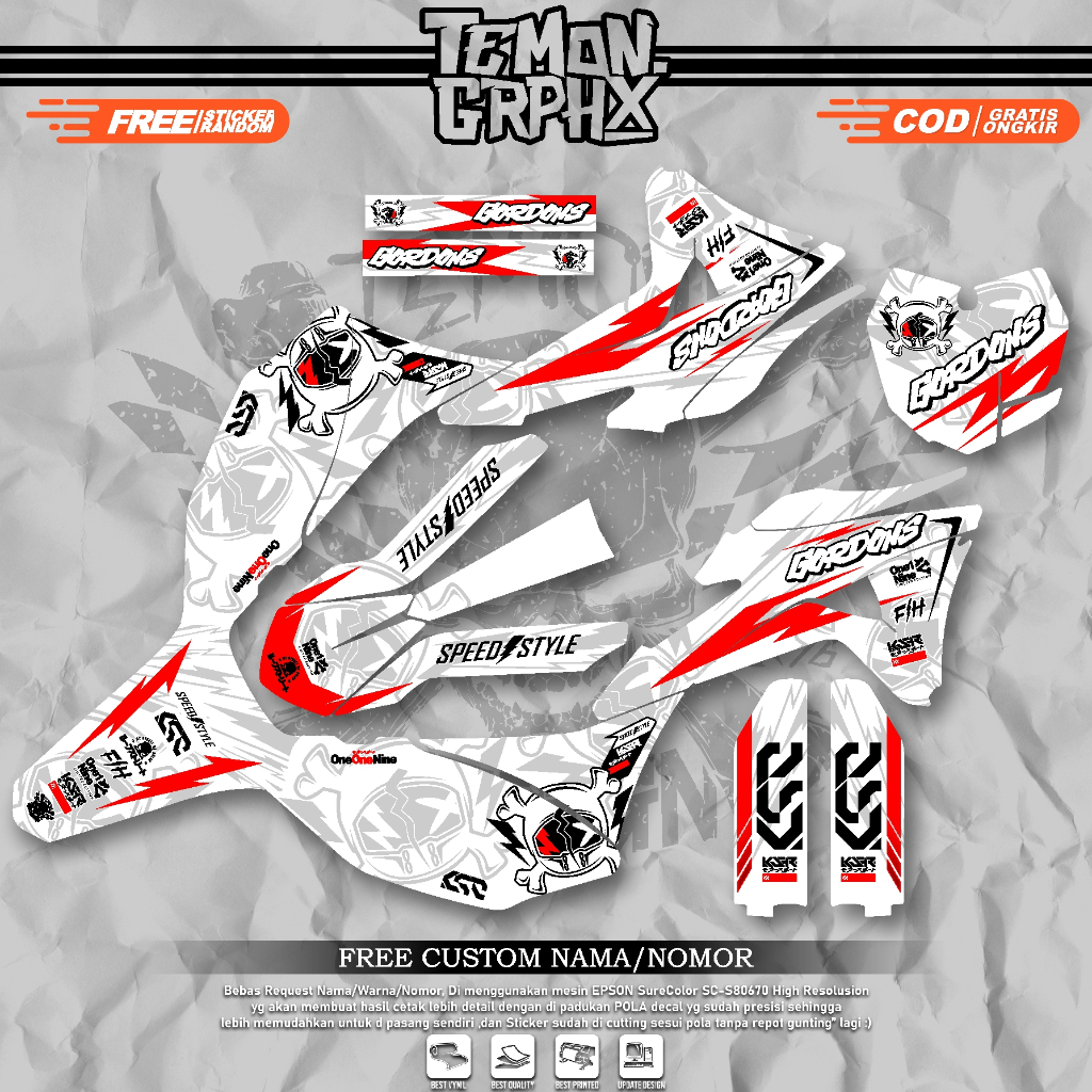 Jual DECAL KLX GORDON FULL BODY PUTIH HITAM SUDAH DI CUTTING KAWASAKI ...