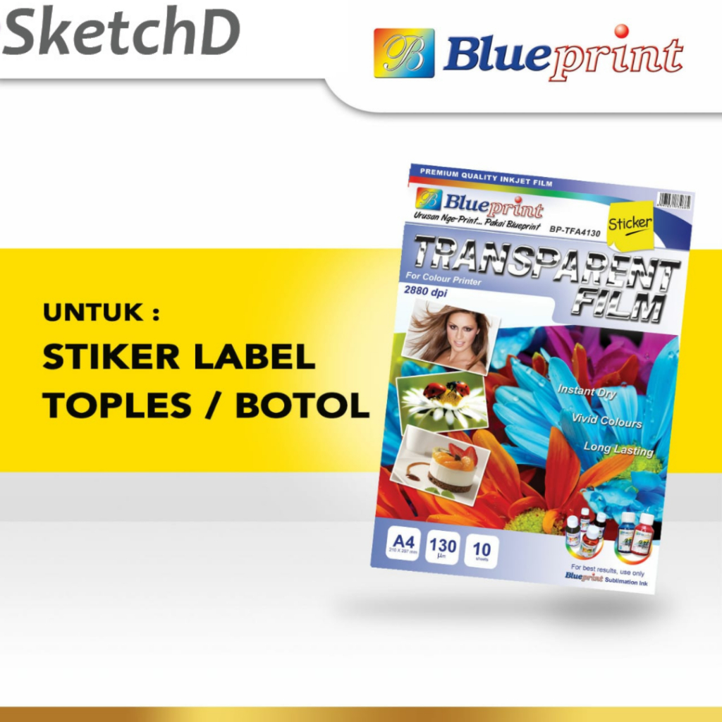 Jual Kertas Stiker Transparan A4 130 Blueprint Transparant Sticker 10 ...