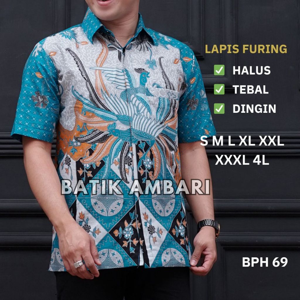 Jual Batik Pria Lapis FURING STANDAR JUMBO Kemeja Batik Lengan Pendek ...