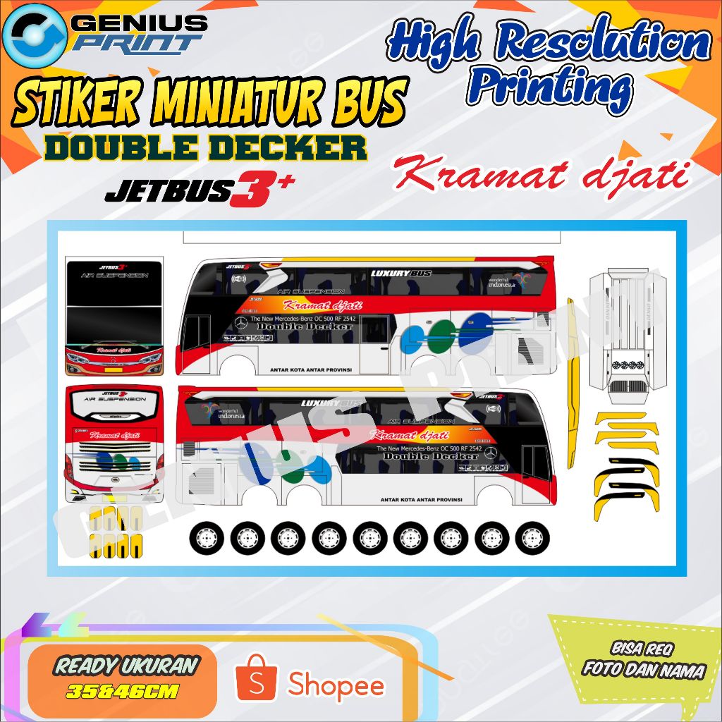 Jual Stiker Mainan Miniatur Bus Double Decker Jetbus 3+ Livery ...