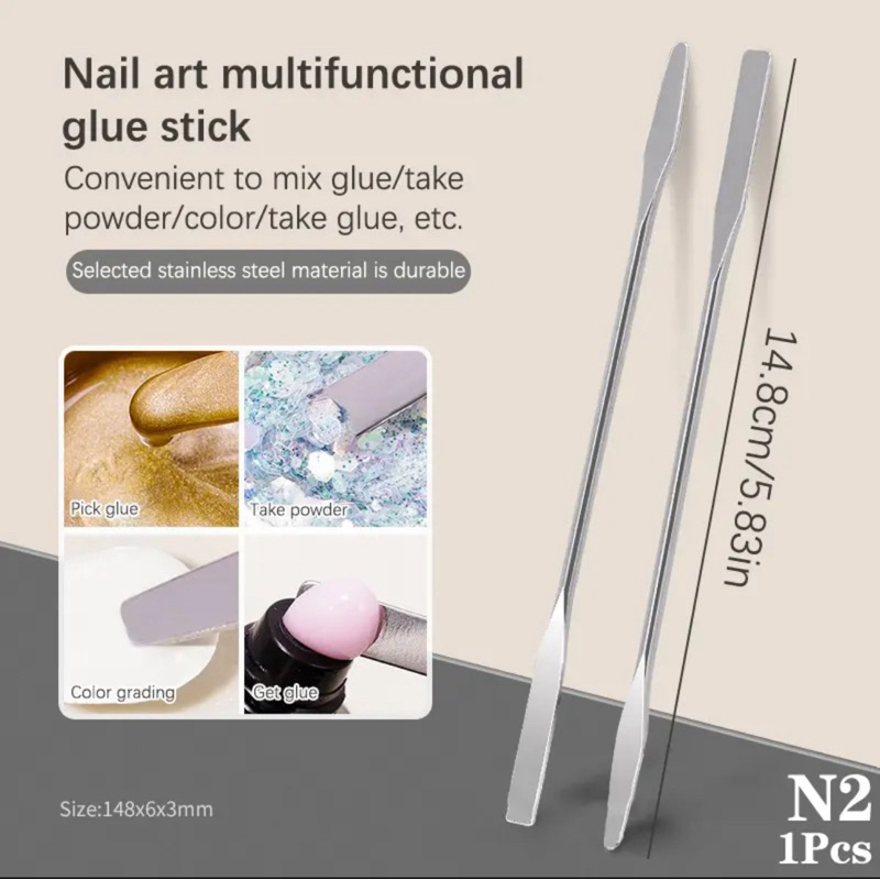 Jual Spatula Nail Art Stainless Steel Mix Stick Double Ended Blending ...