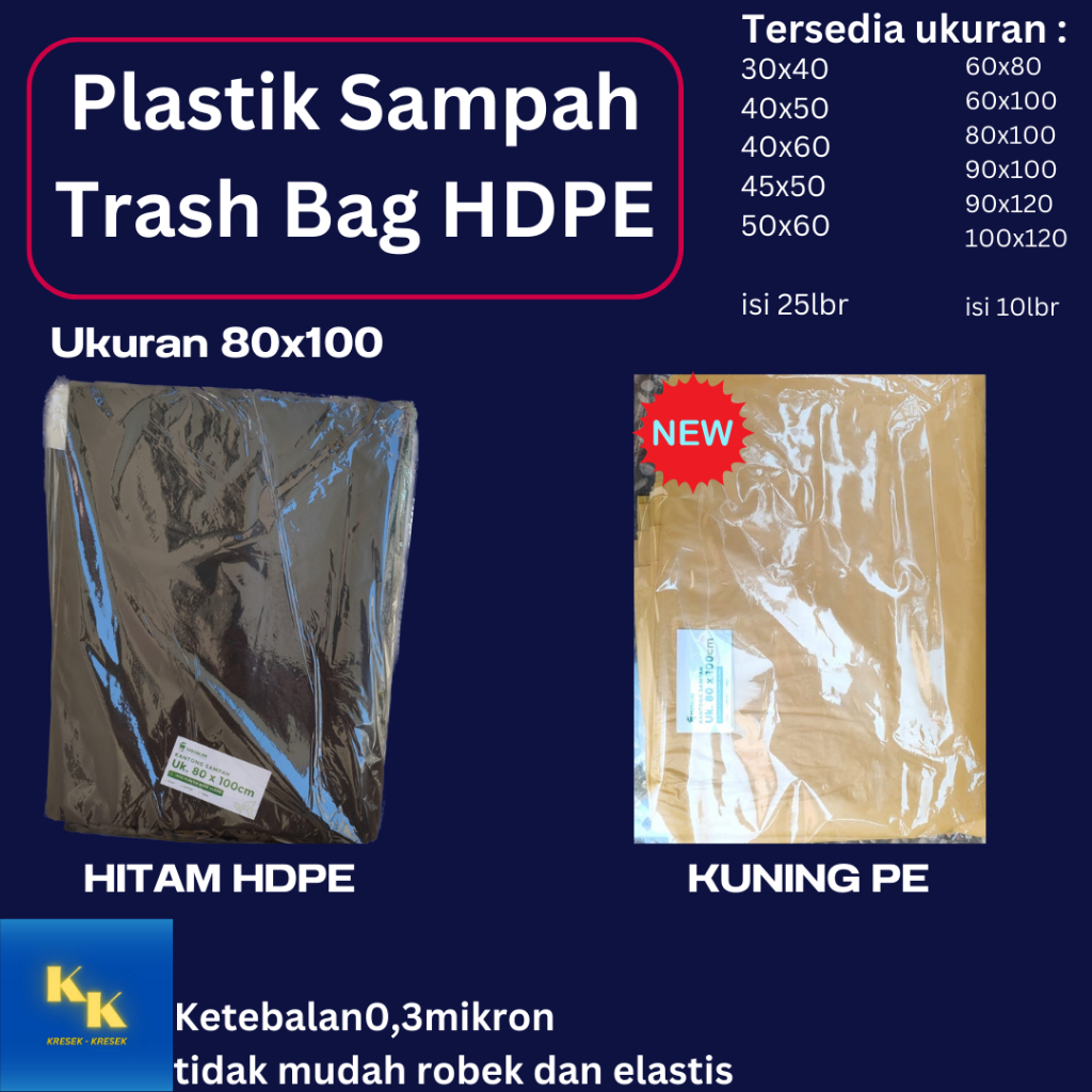 Jual [isi 10pcs & 25pcs] Trash Bag Kresek Sampah 80x100 / Kantong ...