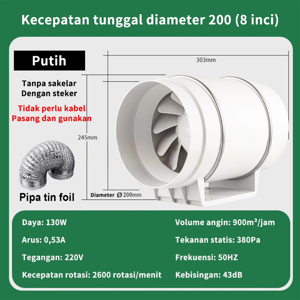 Jual 4 "5" 6" 8 "Kipas Angin Buang Diam Ekstraktor dinding jendela ...