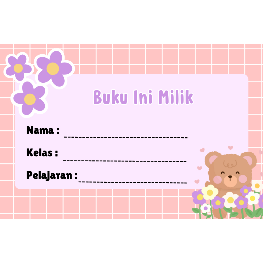 Jual [Isi 20pcs] Sticker Label Buku Sekolah 7,5x2,5cm Sticker Buku ...
