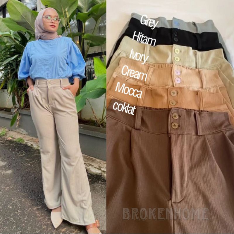 Jual CUTBRAY KNIT KANCING DUA PREMIUM WANITA- CELANA BASIC FORMAL ...