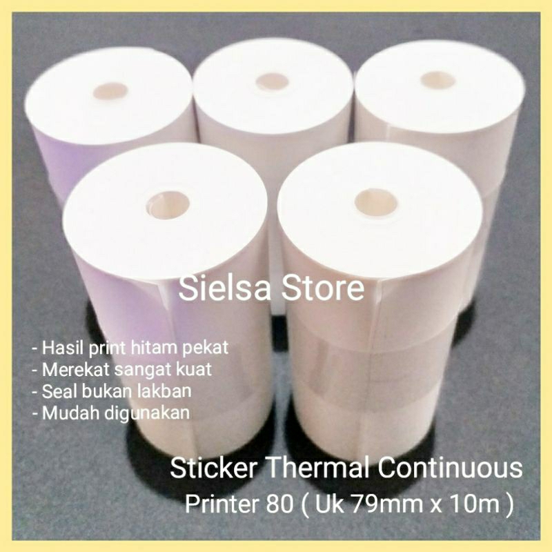 Jual KERTAS STIKER PRINTER THERMAL 80MM x 10 METER CONTINUOUS / LABEL ...
