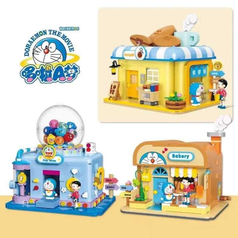 Jual BALODY Doraemon Bakery Shop Prop House Burn Gongs Building Blocks ...