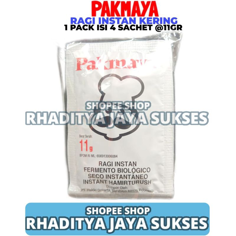 Jual Pakmaya Ragi Instan Kering Dry Yeast 1 Pack Isi 4 Sachet 11 GR ...