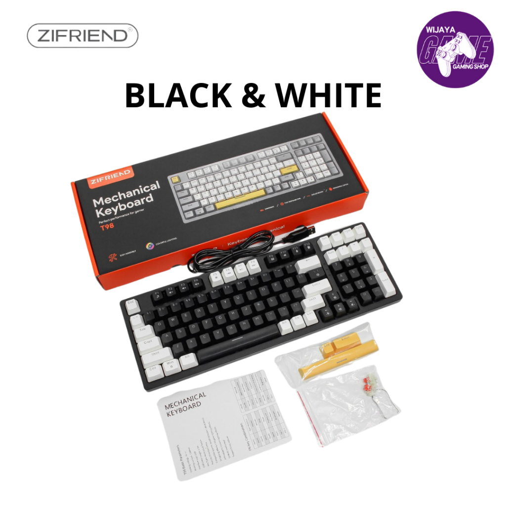 Jual ZIFRIEND T98 Mechanical Gaming Keyboard Red Switch Pluggable 80% ...