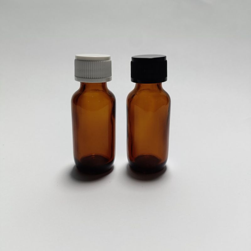 Jual Botol kaca 15ml amber TEBAL tutup ulir neck 18 / botol kaca coklat gelap tutup ulir plastik ...