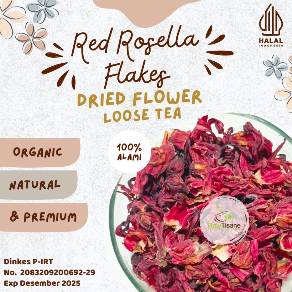 Jual Red Rosella Flower Tea Flakes / Teh Serpihan Bunga rosella Merah Isi 100 Gram | Shopee ...