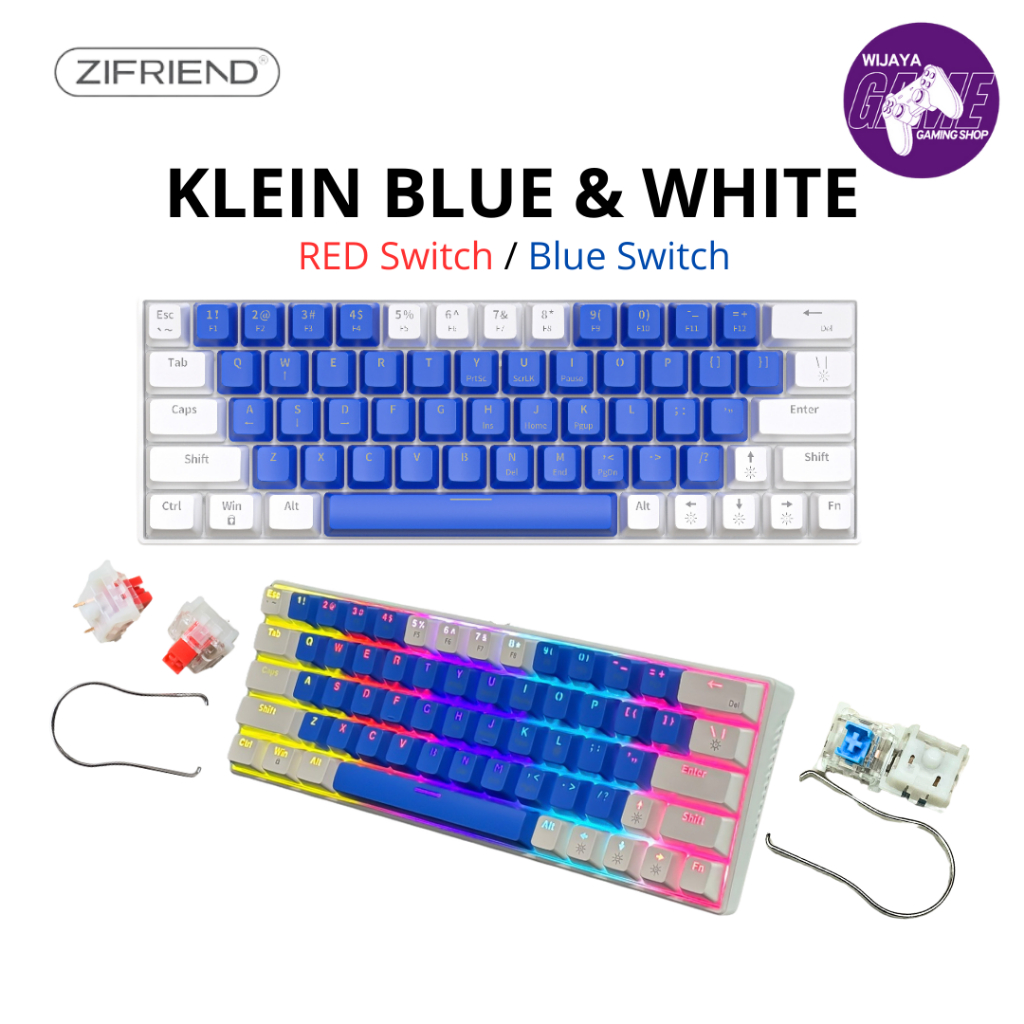 Jual ZIFRIEND T62 Mechanical Keyboard 63Keys 60% Layout Blue Red Switch RGB Backlit Hotswap ...