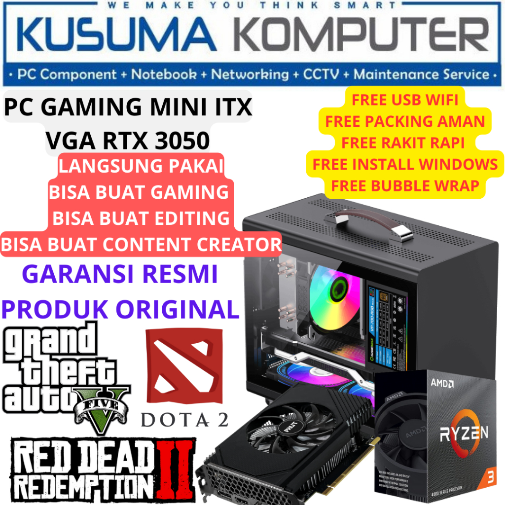 Jual PC Gaming Rakitan Mini ITX AMD Ryzen 3 4100 RTX 3050 MINI PC Gaming | Shopee Indonesia