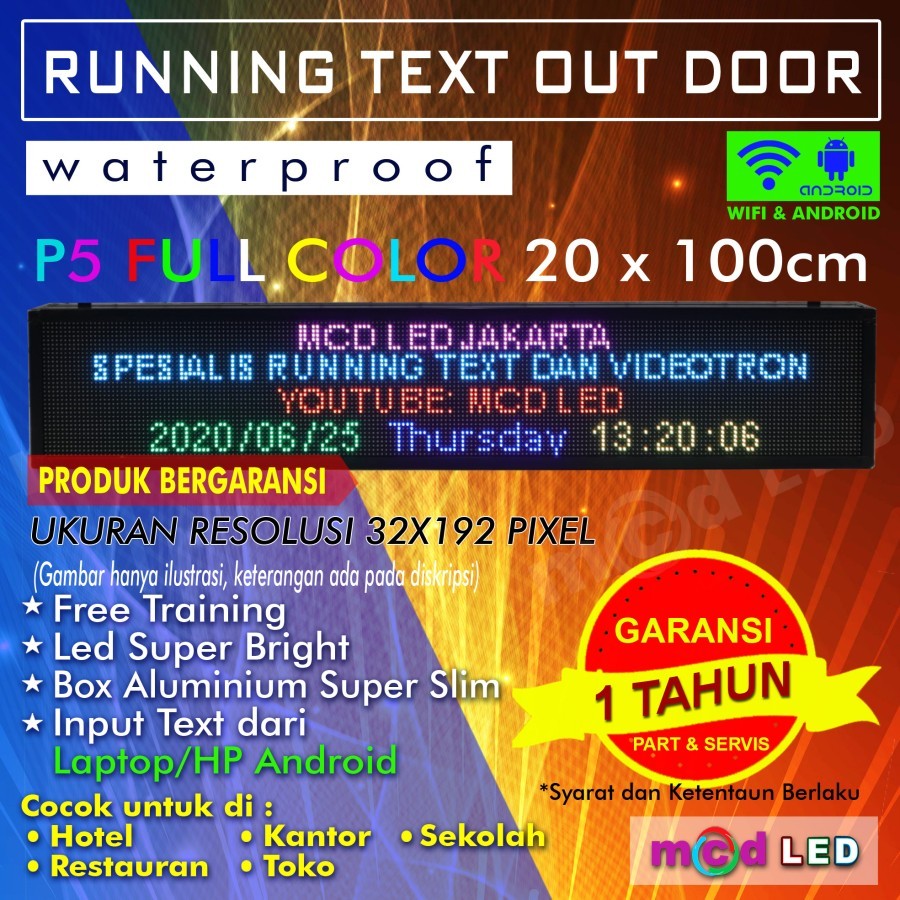 Jual RUNNING TEXT RUNNINGTEXT LED DISPLAY OUTDOOR OUT DOOR P5 RGB FULL ...