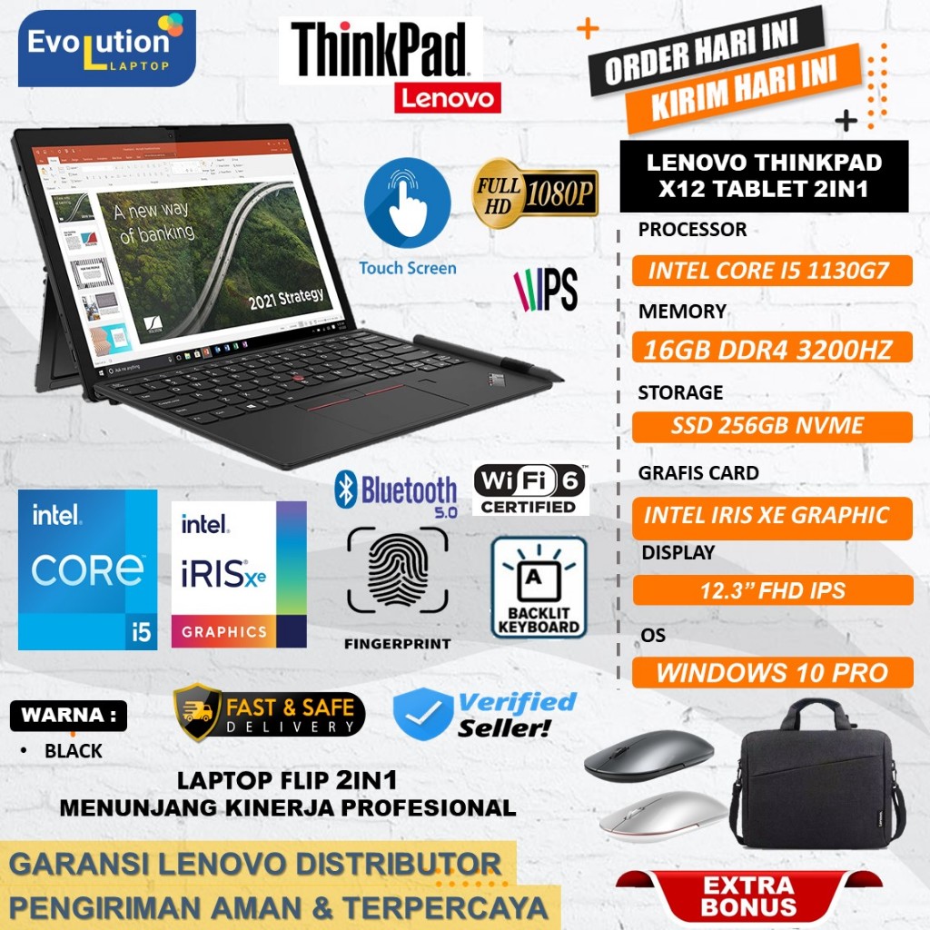 Jual Laptop Tablet Thinkpad X12 2IN1 i5 1130G7 Ram 16GB 512GB SSD FHD ...