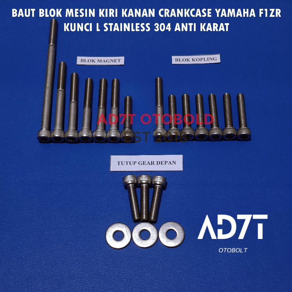 Jual Baut Blok Fizr Baut L Set Mesin F1zr Fizr Full Stainless | Shopee Indonesia