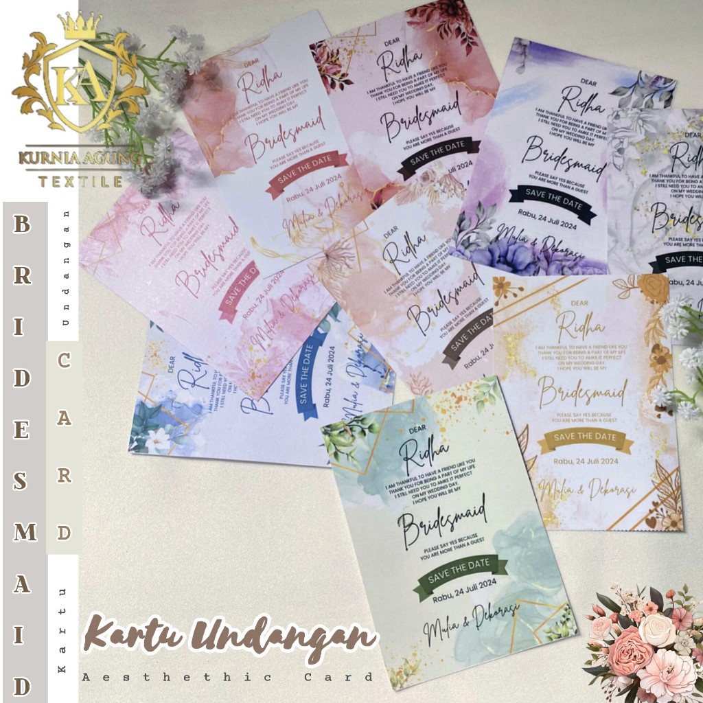 Jual Aesthethic Bridesmaid Card/Kartu Undangan Ucapan Bridesmaid ...