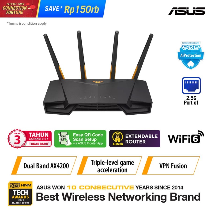 Jual ASUS TUF AX4200 Dual Band WiFi 6 Gaming Router with AiMesh ...