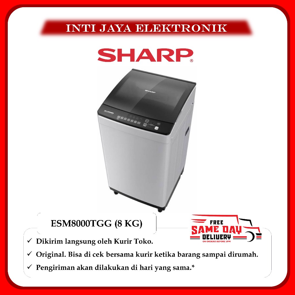 Jual MESIN CUCI SHARP 8 KG TOP LOADING ESM8000TGG 8KG ESM 8000 TGG ...