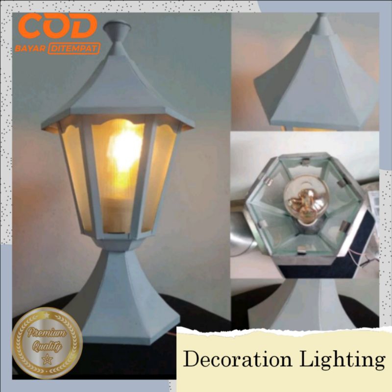 Jual Lampu hias pilar segi enam klasik minimalis aesthetic warna putih ...