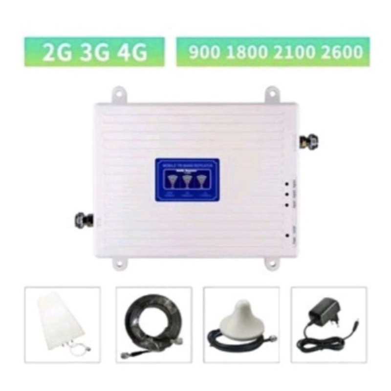 Jual Penguat sinyal repeater GSM tri band 2G 3G 4G 900 Mhz 2100 Mhz 1800 Mhz booster signal ...