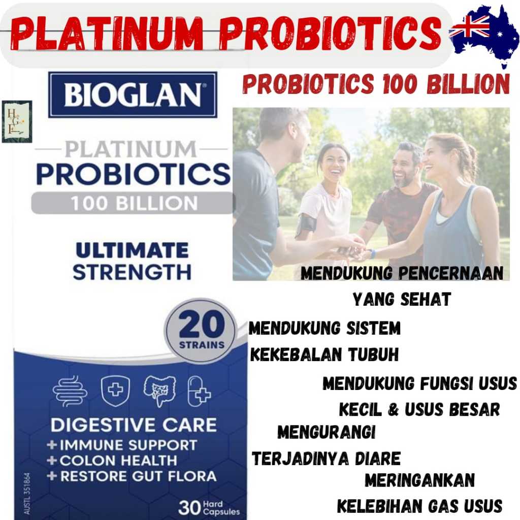 Jual Bioglan Platinum Probiotic 100 Billion digestive 30 Capsules ...