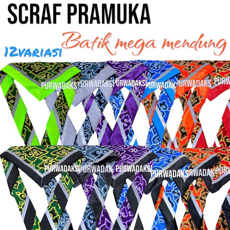 Jual TERMURAH || Scraft Pramuka Batik Mega Mendung scarf Menyala skraf ...