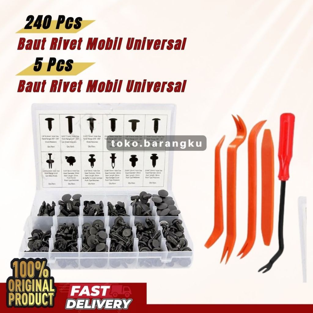 Jual Set Baut Rivet Universal isi 240 pcs + 5 Pengait Baut Klip Platik ...