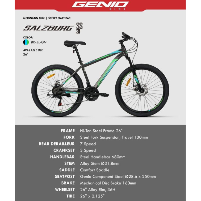 Jual SEPEDA GUNUNG GENIO/MTB GENIO | Shopee Indonesia
