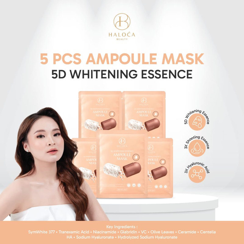 Jual [ HALOCA BEAUTY ] 5PCS AMPOULE SHEET MASK WITH 5D WHlTENlNG ...