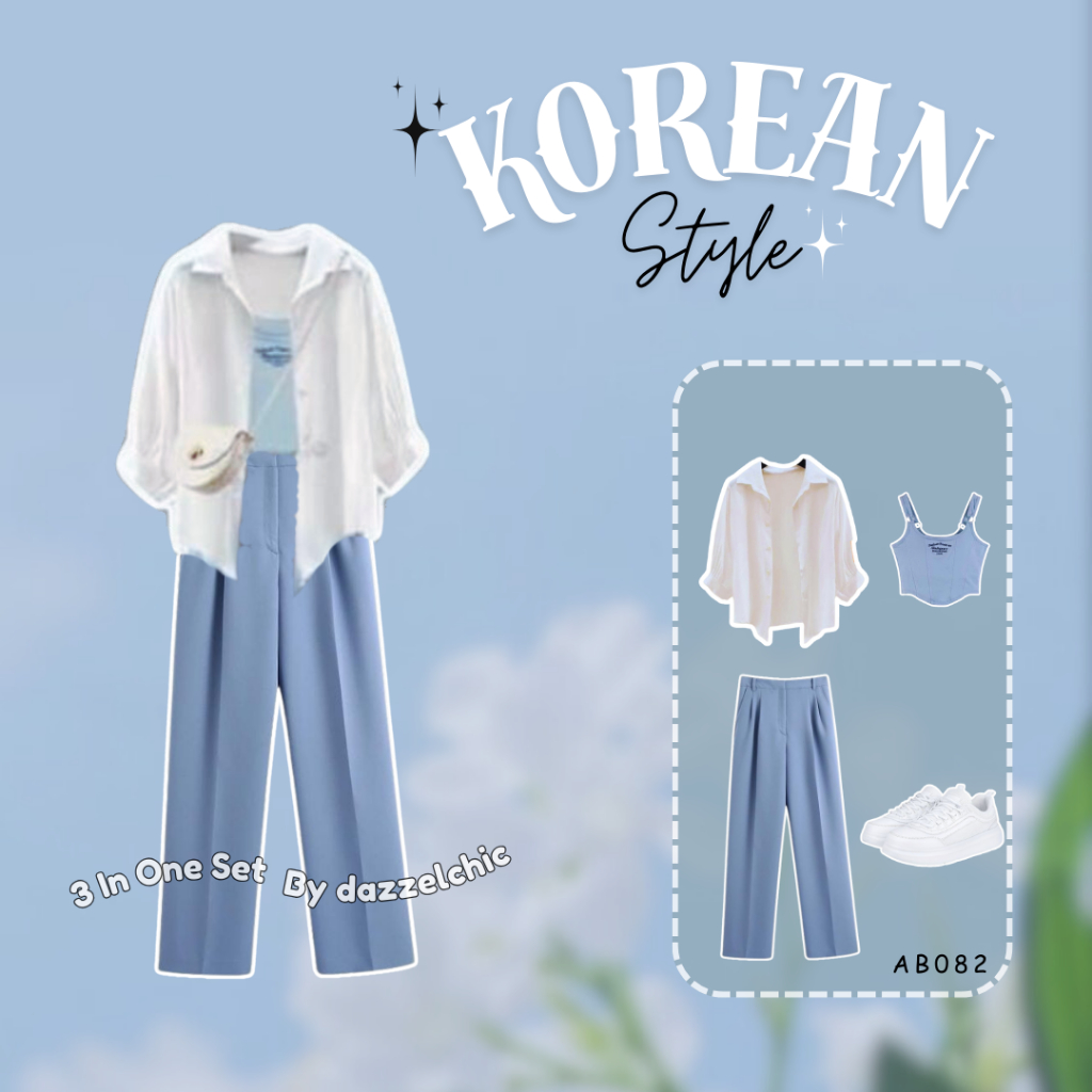 Jual AB082 - One Set Setelan Korean Style Ootd Wanita Kekinian, Outfit ...