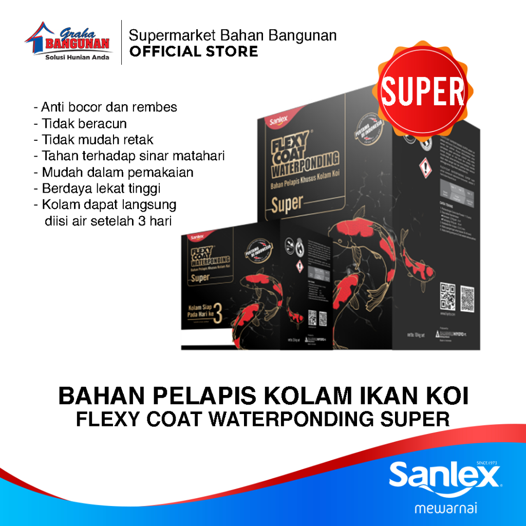 Jual Cat Kolam Ikan Bahan Pelapis Kolam Cat Kolam SANLEX FLEXY COAT ...