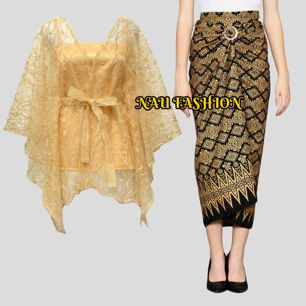 Jual Outfit Atasan Fashion Satu Set Outer brokat cape Brokat Crop ...