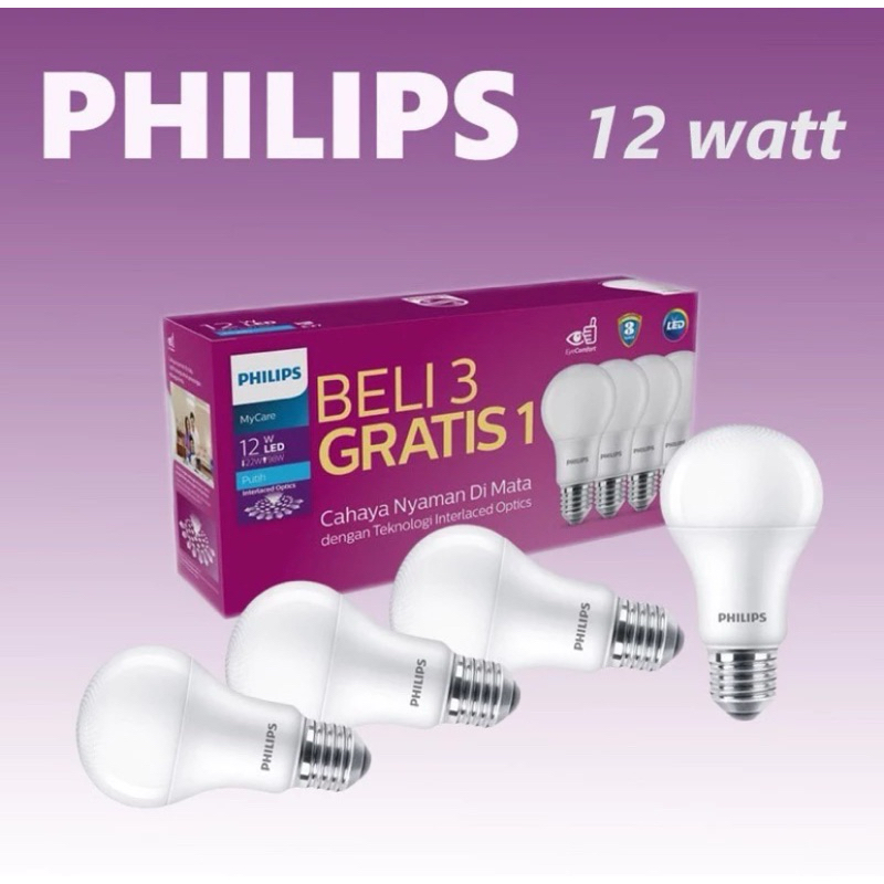 Jual PAKET HEMAT BUNDLING LAMPU LED PHILIPS 12 WATT ISI 4 LED PHILIPS MY CARE ISI 4PCS Multipack ...