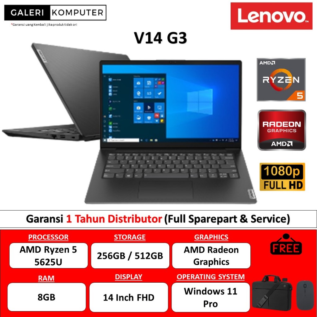 Jual LAPTOP LENOVO V14 G3 AMD RYZEN 5 5625U 8GB 512GB FHD WINDOWS 11 ...