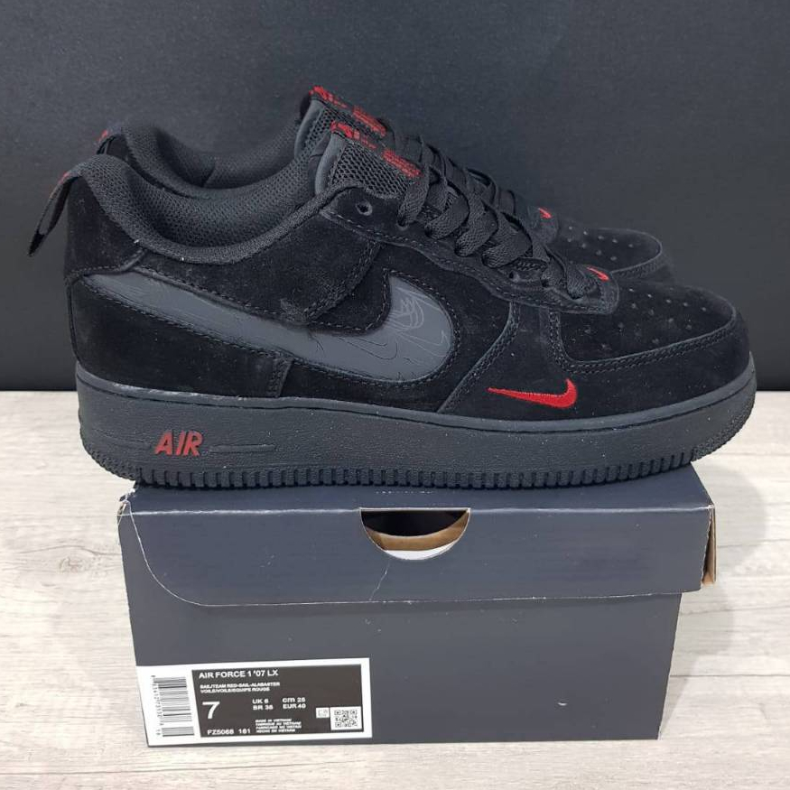 Jual Sepatu Nike Air Force 1 07 LV8 Reflective Swoosh Black Crimson ...
