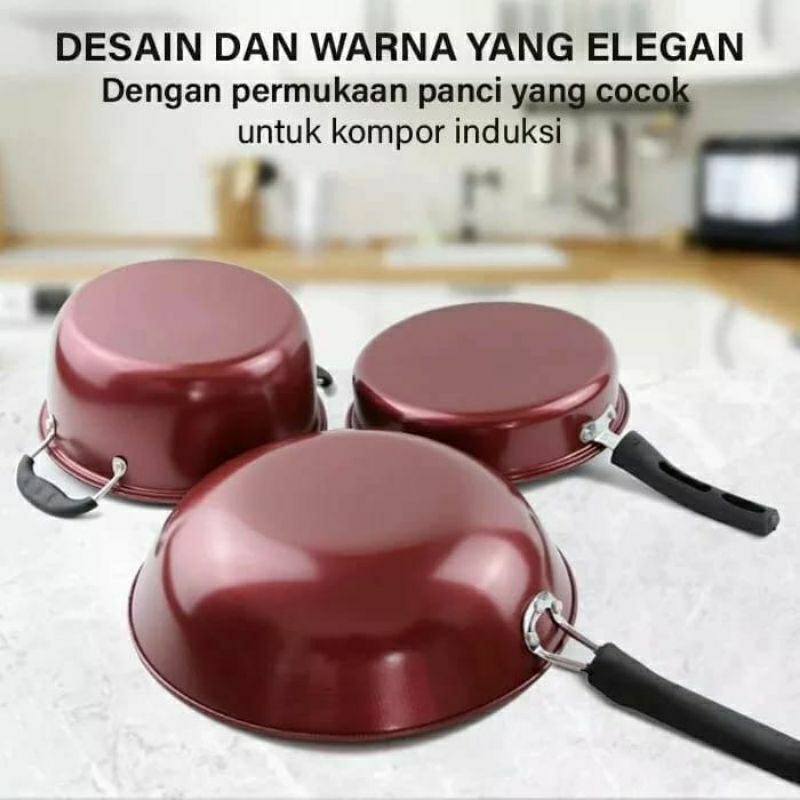 Jual tersedia panci set teflon anti lengket 3in1, bisa dibungkus kado | Shopee Indonesia