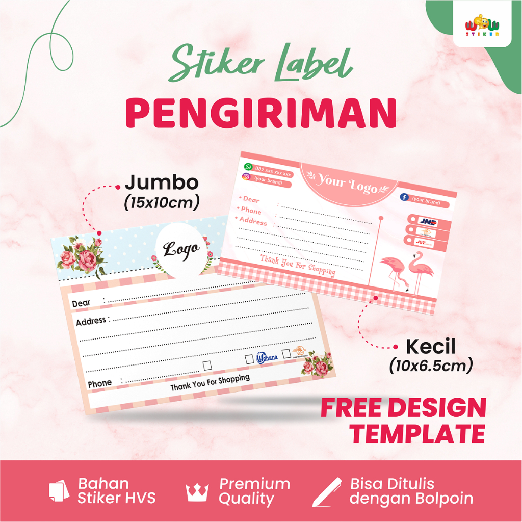 Jual [FREE DESIGN] Stiker Label Pengiriman / Stiker Alamat / Shipping ...