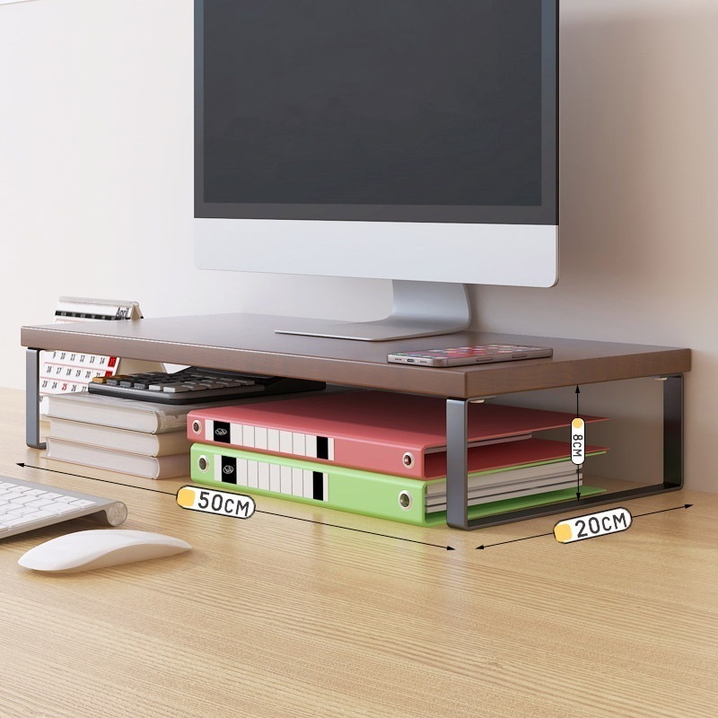 Jual Meja Belajar Monitor Stand Desk Organizer Stand Monitor Kayu Rak ...