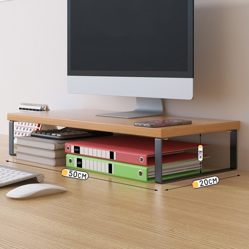 Jual Meja Belajar Monitor Stand Desk Organizer Stand Monitor Kayu Rak ...