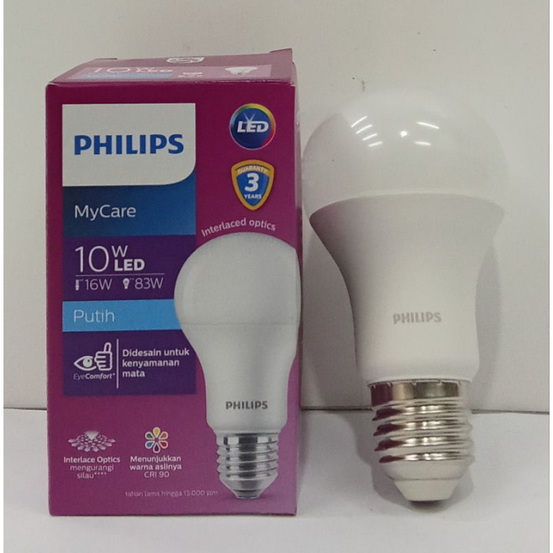 Jual Lampu Led Philips Mycare 10 Watt 10W cahaya putih 6500K Dan Warmwhite 300K Bergaransi ...