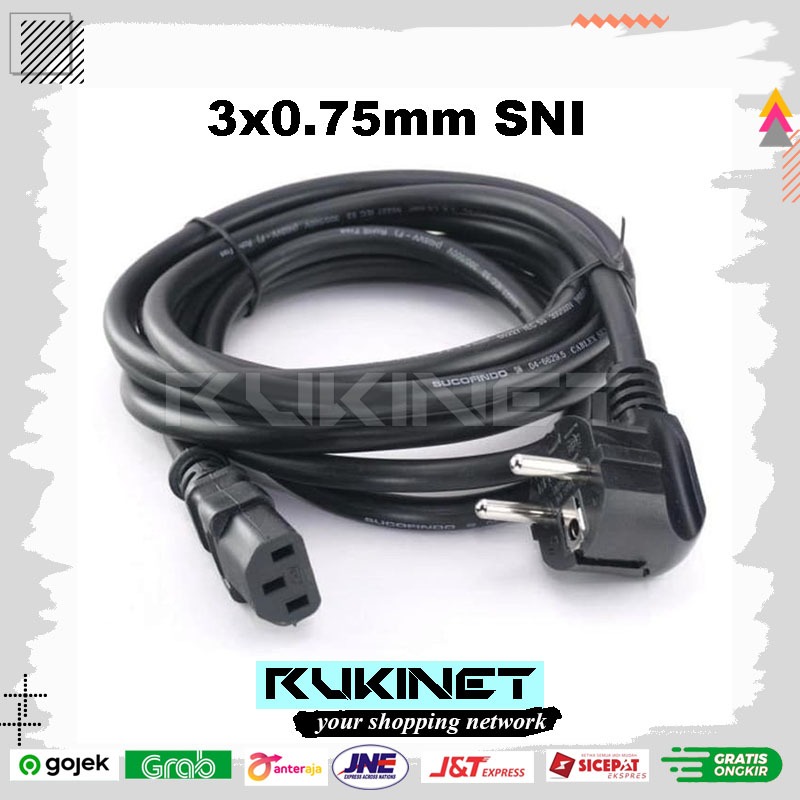 Jual Kabel Power PSU PC SNI C13 3x0.75mm Full Tembaga Tebal 16A 250V 1 ...
