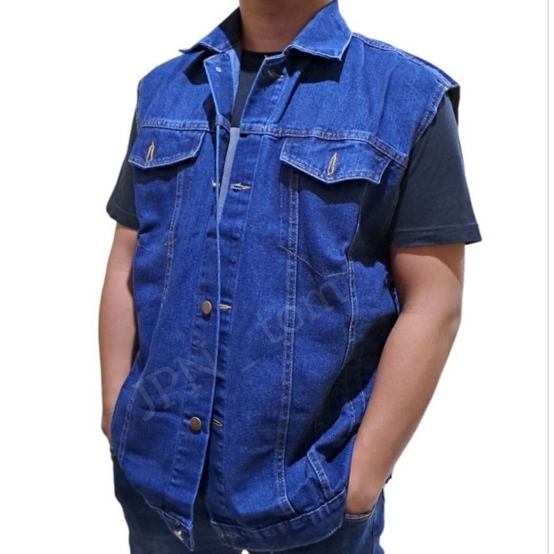 Jual Vest Jeans Pria Rompi Jaket Jeans Jumbo Oversize Rompi Besar Navy ...