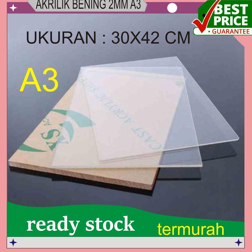 Jual Hemat Harga ACRYLIC TRANSPARAN MIKA BENING 2MM A3 3X42CM BISA ...