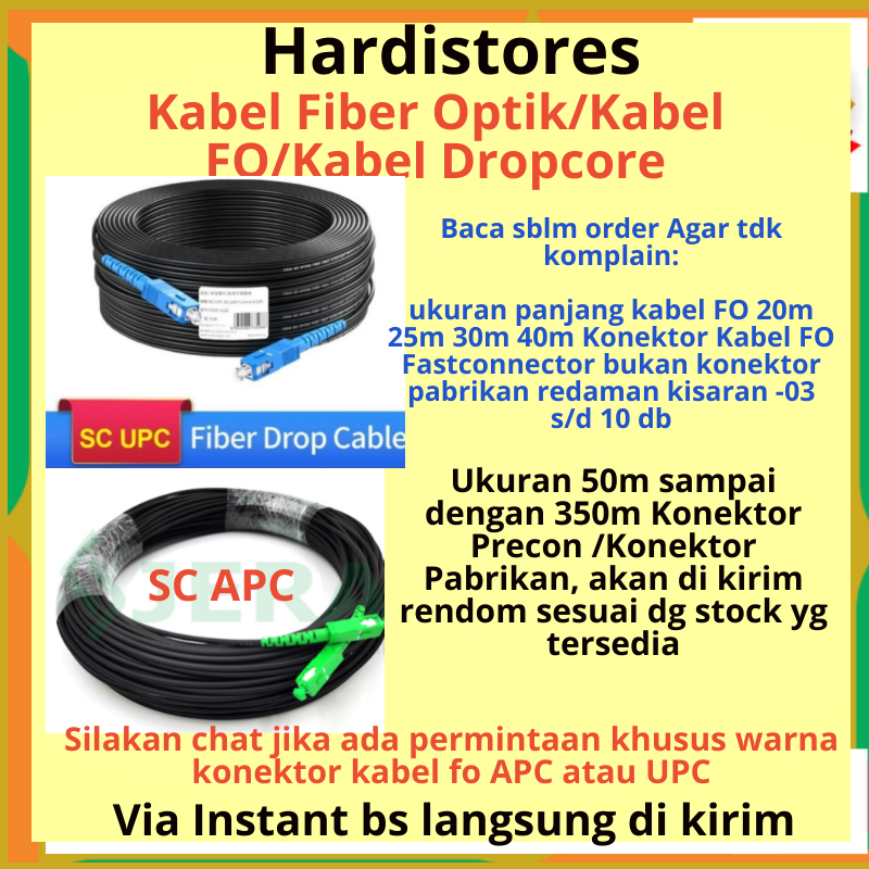Jual Kabel Fiber Optik Precon Dropcore 1 Core 3 Sling 50m 55m 70m 75m ...