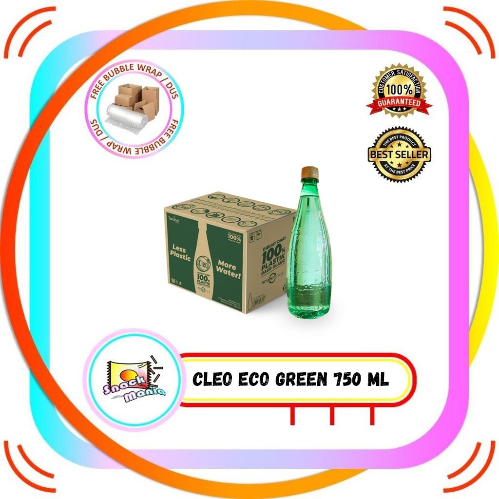 Jual Cleo Air Murni Eco Green 750ml 12 pcs DUS Air Minum Botol Hijau ...
