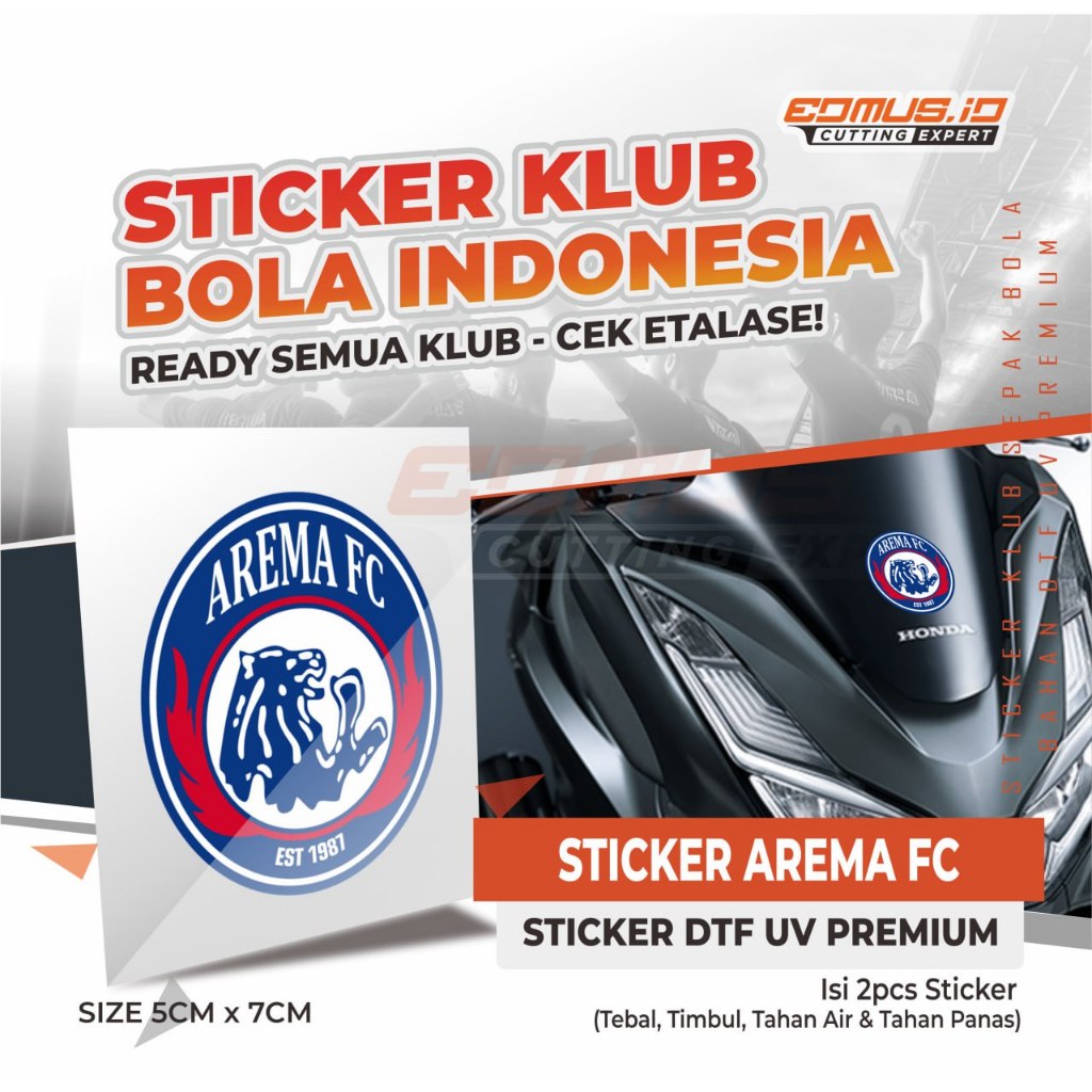 Jual Sticker AREMA FC - Sticker DTF UV - Seri Klub Sepak Bola Indonesia ...
