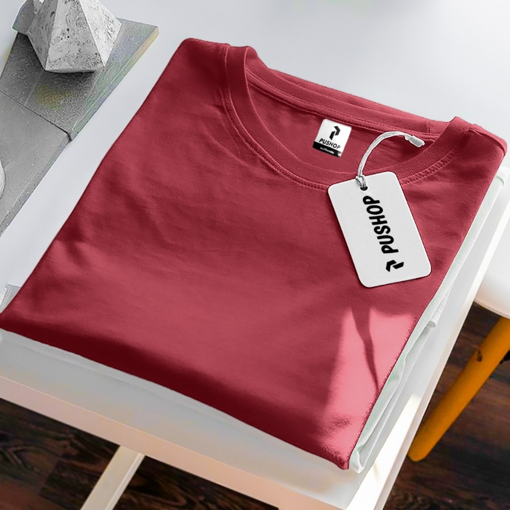 Jual Pushop Basic Kaos Polos Cotton Combed 30 S Lengan Pendek Marun | Shopee Indonesia